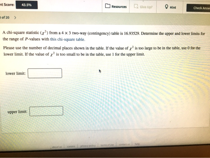 Solved nt Score: 43.5% Resources 13. Give Up? Hint Check | Chegg.com