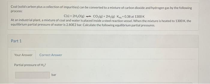 Solved Coal (solid carbon plus a collection of impurities) | Chegg.com