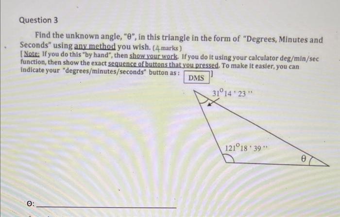 Solved Find the unknown angle, " θ ", in this triangle in | Chegg.com