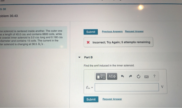 Solved Problem 30.43 One solenoid is centered inside | Chegg.com