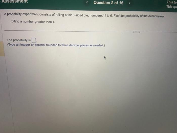 Solved A probability experiment consists of rolling a fair 6 | Chegg.com