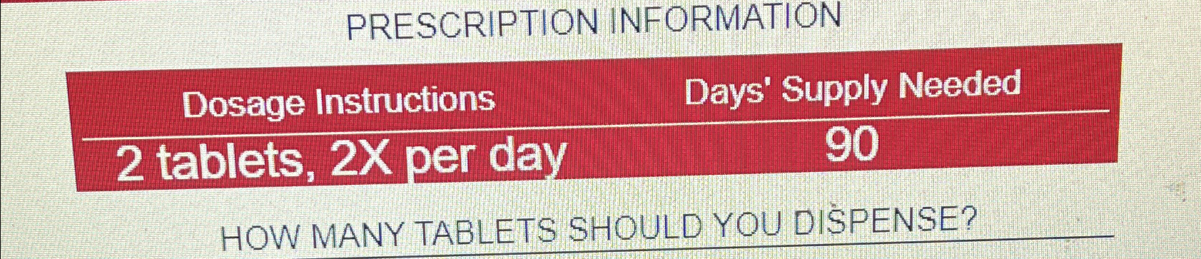 Solved PRESCRIPTION INFORMATIONDosage InstructionsDays' | Chegg.com