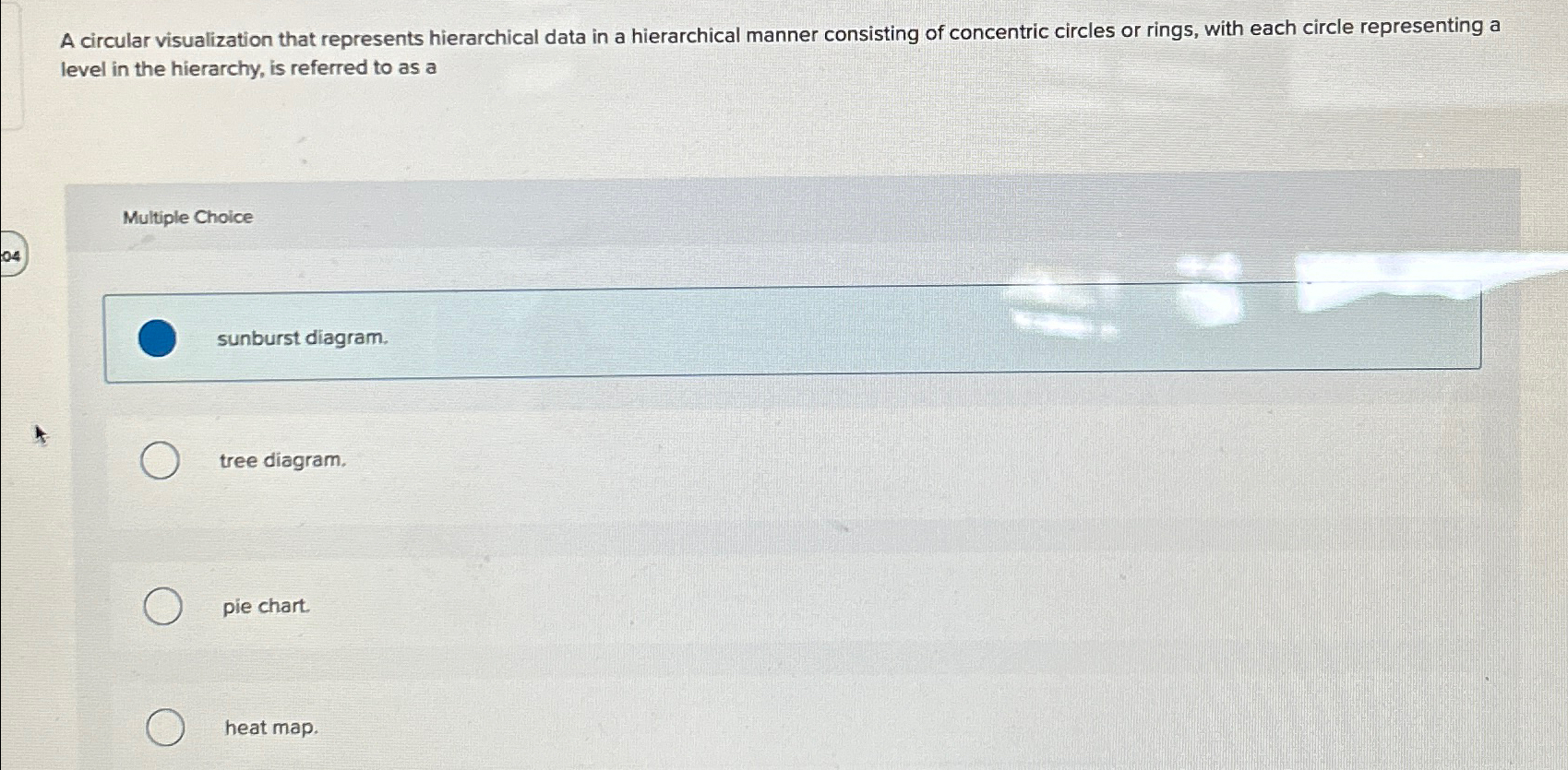 Solved A circular visualization that represents hierarchical | Chegg.com