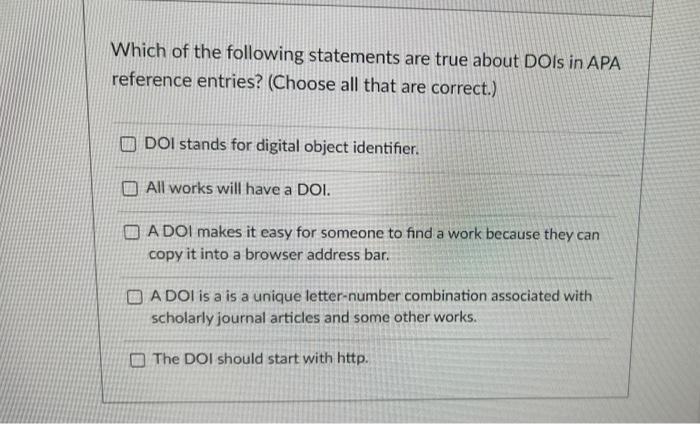 Solved Which of the following statements are true about Dols | Chegg.com