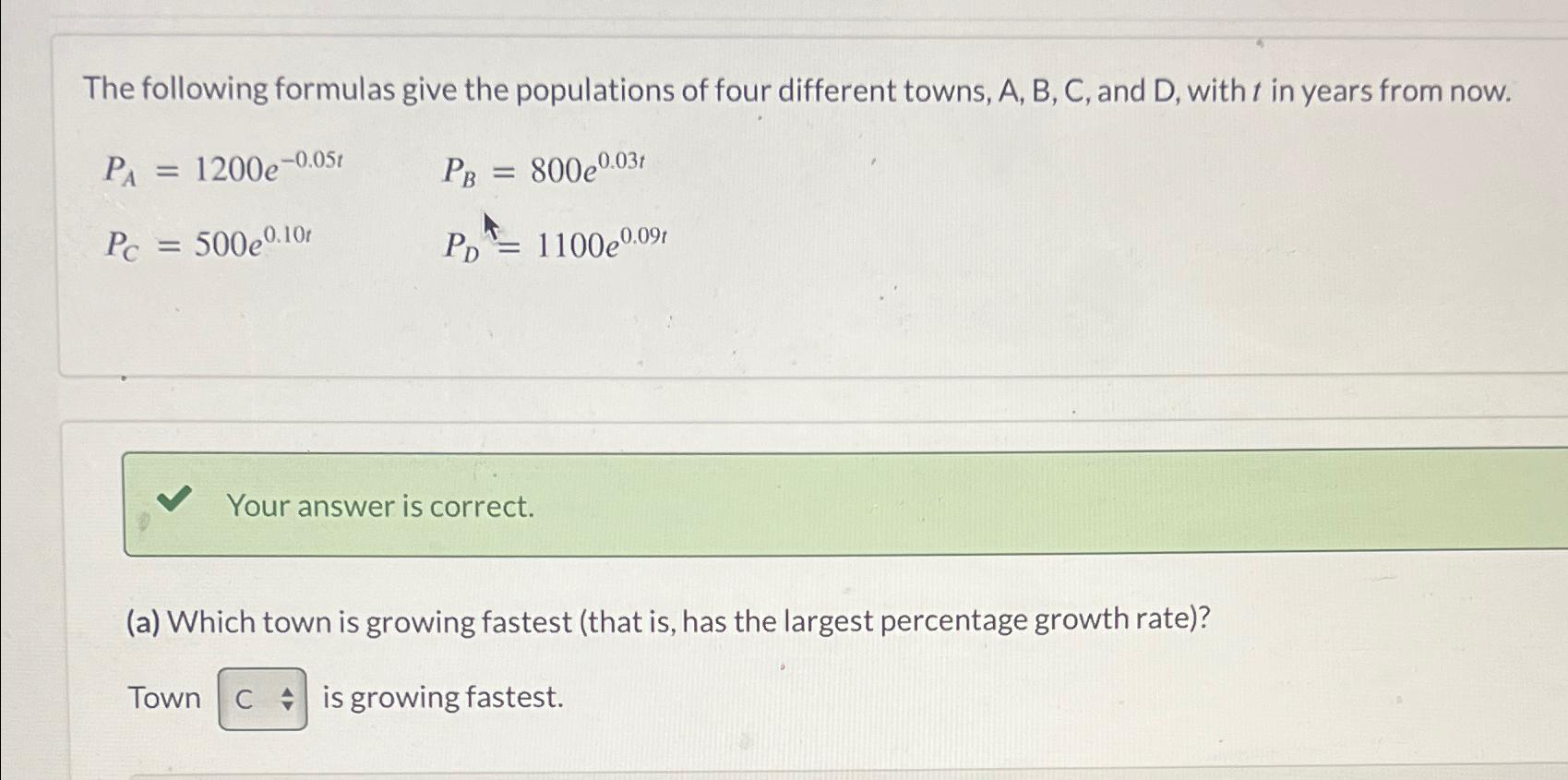 Solved The following formulas give the populations of four | Chegg.com
