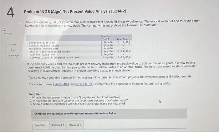 Solved Problem 14-28 (Algo) Net Present Value Analysis | Chegg.com