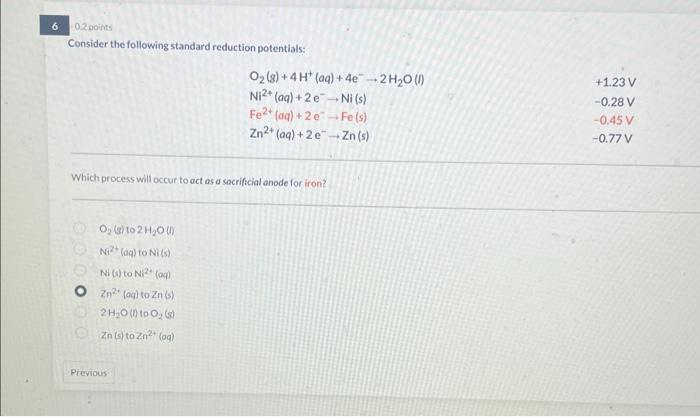 Solved Consider the following standard reduction potentials: | Chegg.com