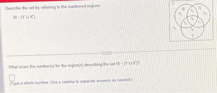 Solved Describe the set by referring to the numbered regions | Chegg.com