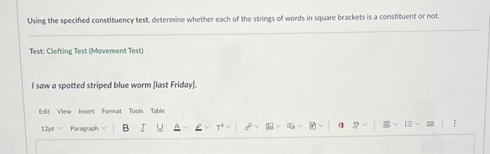 Using the specified constituency test, determine | Chegg.com