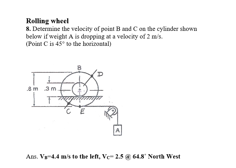 Solved Rolling wheelDetermine the velocity of point B ﻿and C | Chegg.com