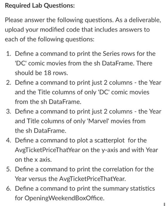 Solved Download the dataset movies.csv ↓ and save it as a | Chegg.com