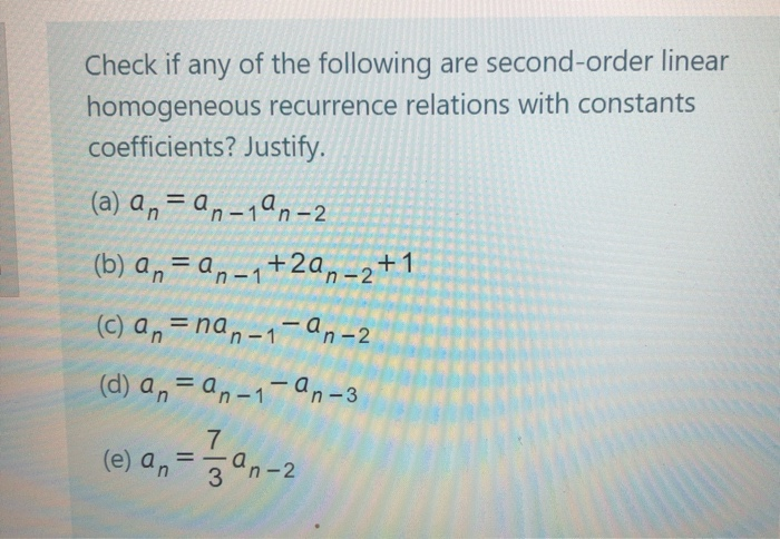 Solved Check if any of the following are second-order linear | Chegg.com