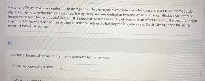 Solved Payton and Finley Davis run a real estate brokerage | Chegg.com