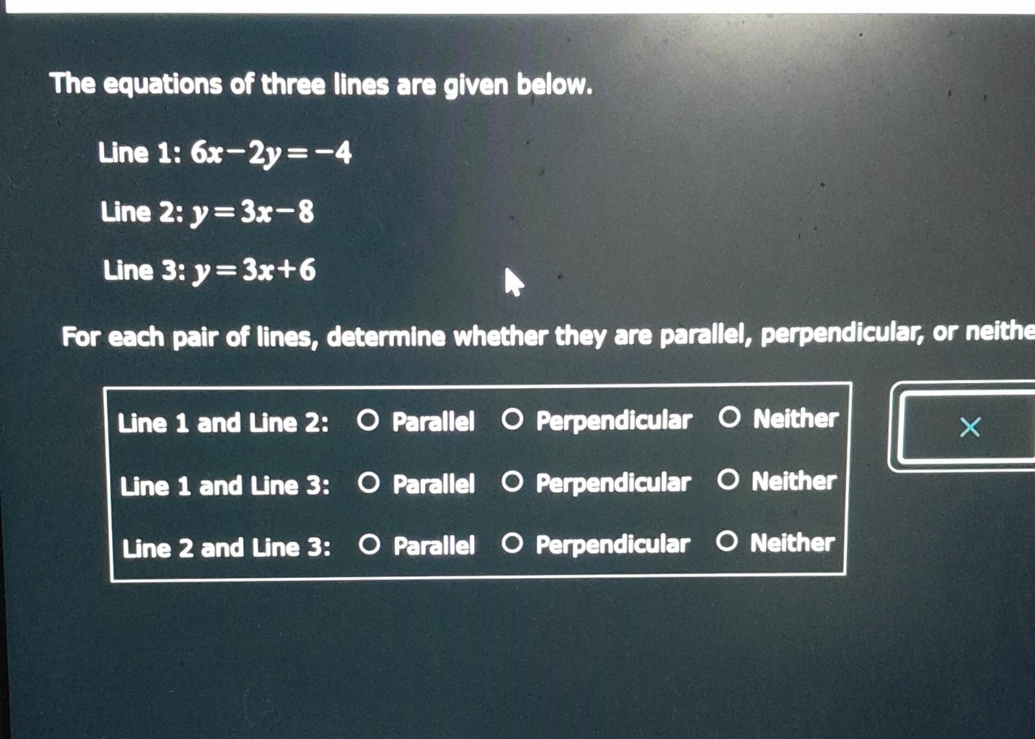 Solved The equations of three lines are given below. Line 1: | Chegg.com