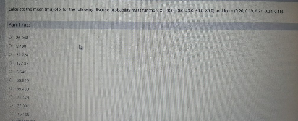 Solved Calculate the mean (mu) of x for the following | Chegg.com