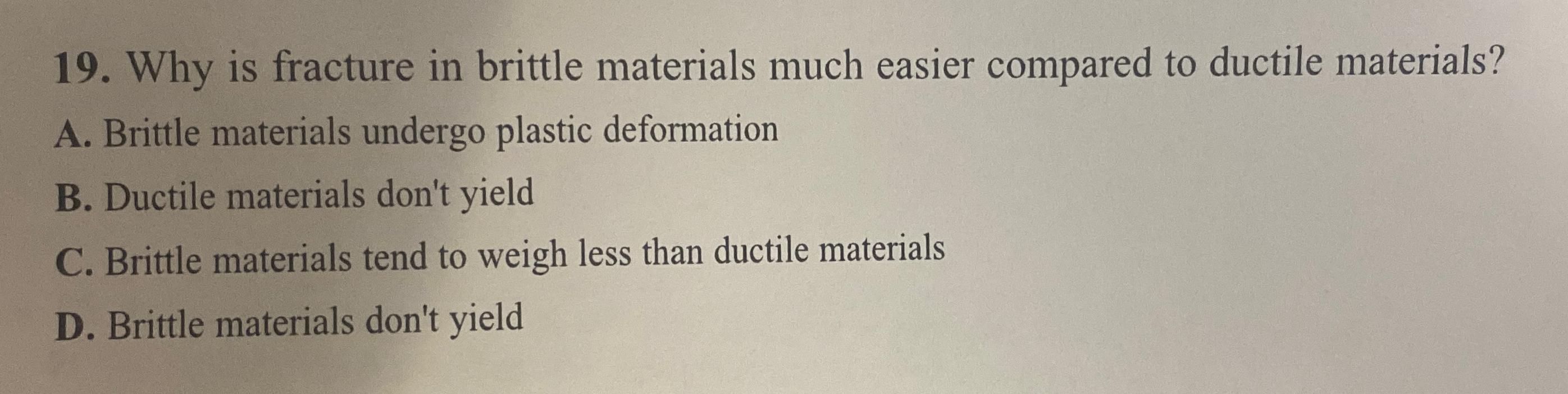 Solved Why is fracture in brittle materials much easier | Chegg.com