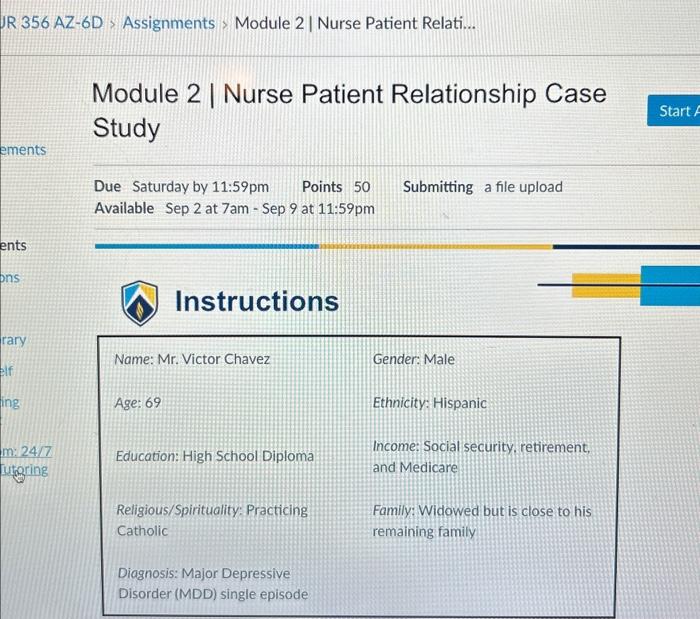 Solved Module 2 | Nurse Patient Relationship Case Study Due | Chegg.com