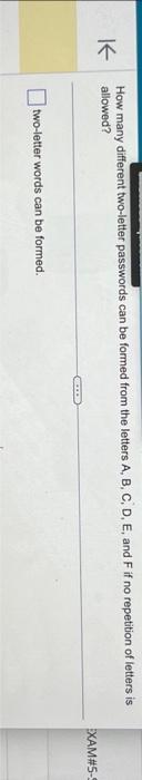 Solved How many different two-letter passwords can be formed | Chegg.com