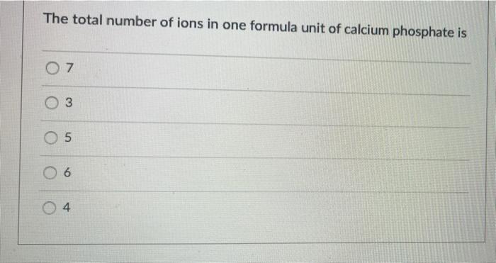 Solved The total number of ions in one formula unit of | Chegg.com