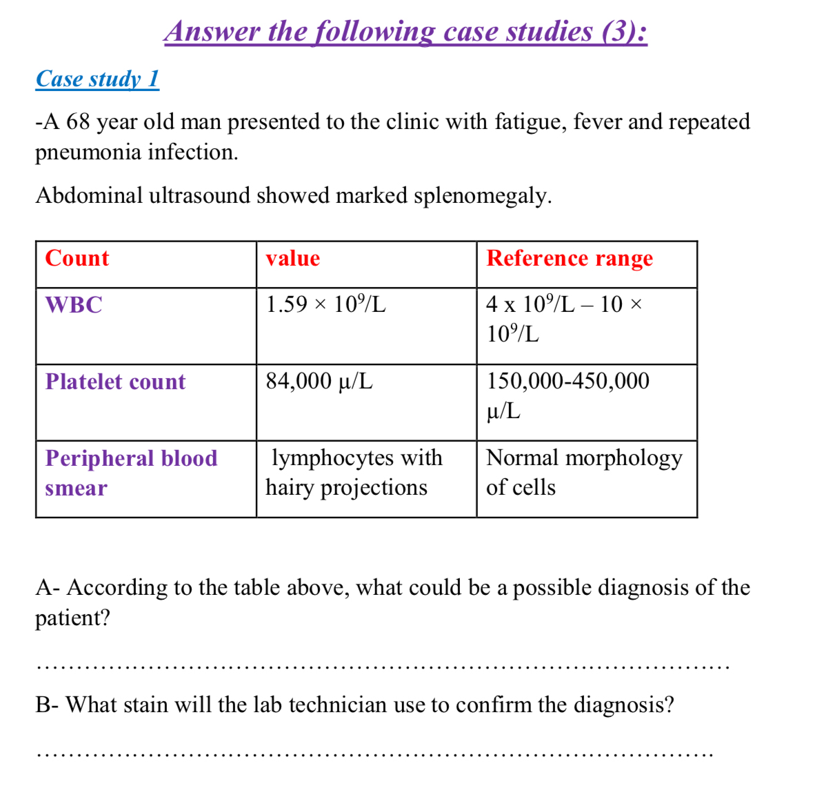 Solved by an EXPERT Answer the following case studies (3):Case study 1-A | Chegg.com