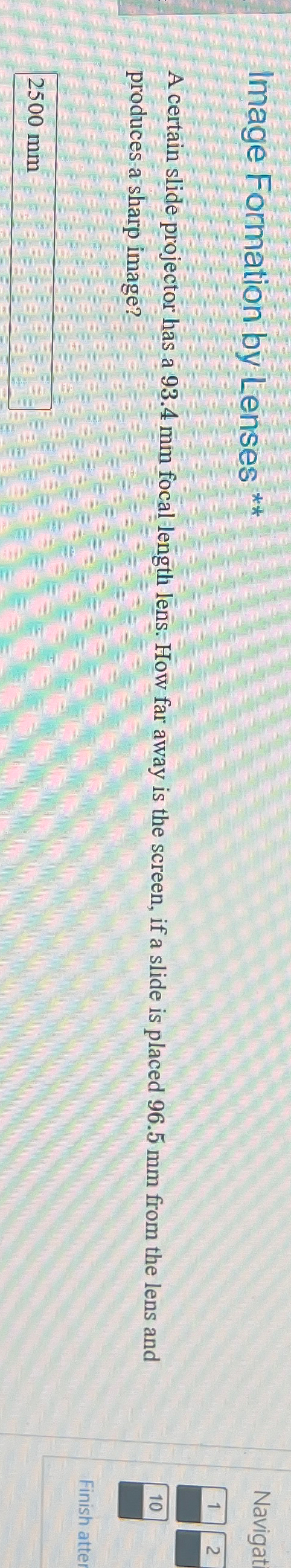 Solved Image Formation by Lenses **A certain slide projector | Chegg.com