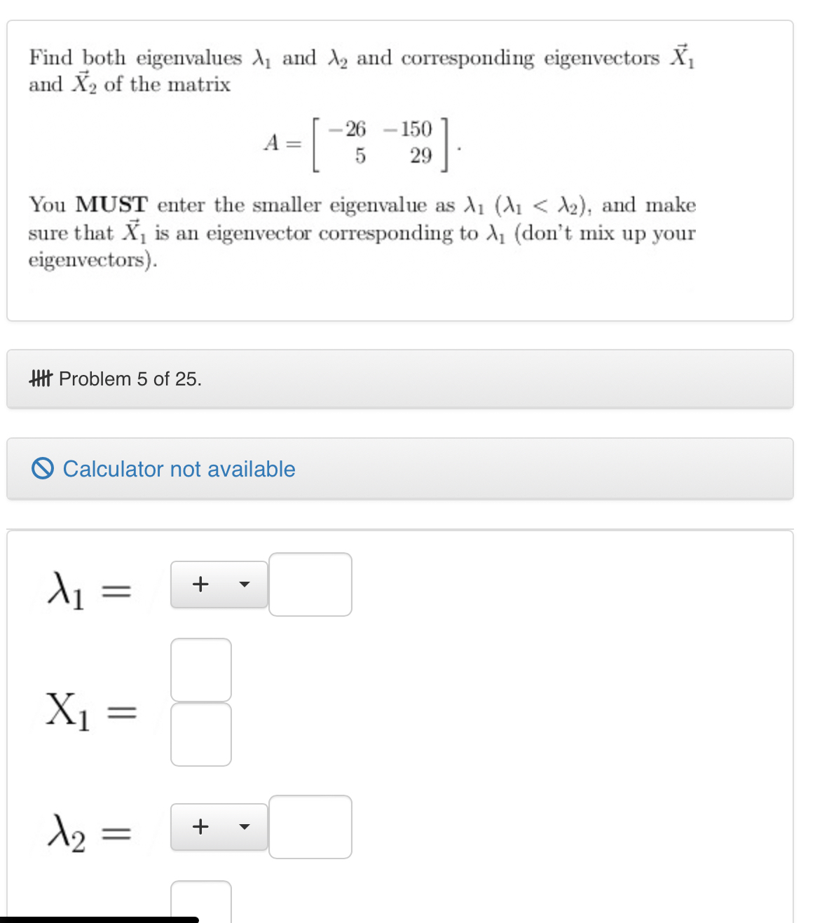 Solved Find both eigenvalues λ1 ﻿and λ2 ﻿and corresponding | Chegg.com