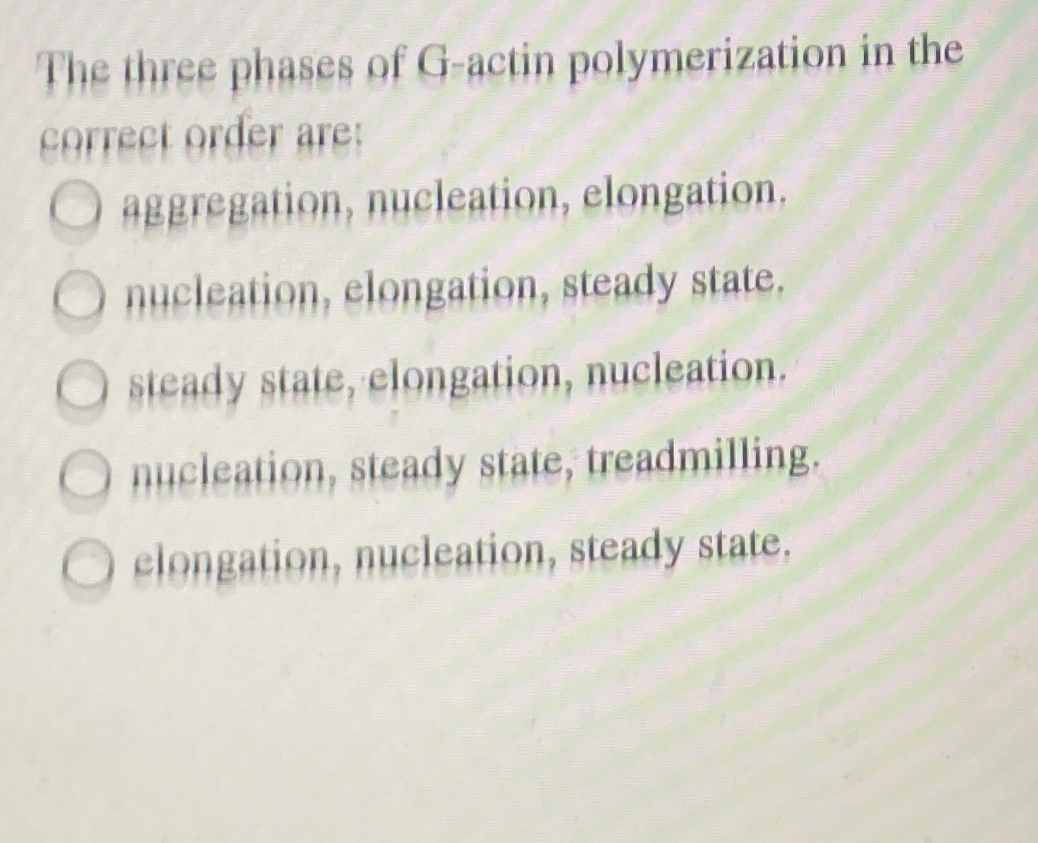 Solved The three phases of G-actin polymerization in the | Chegg.com