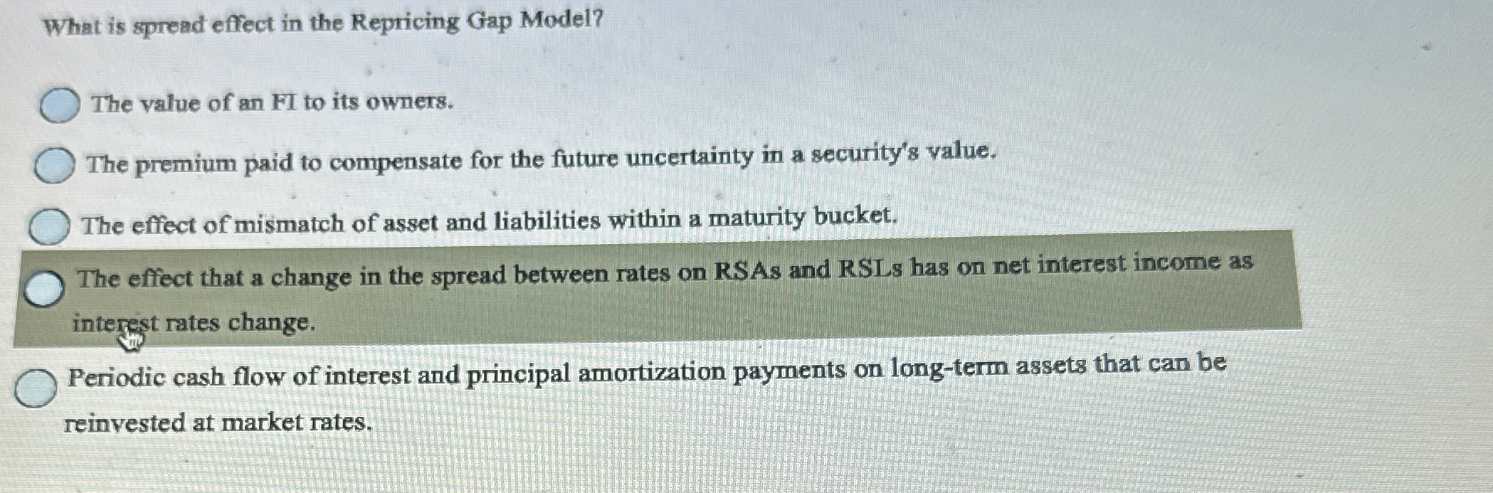 Solved What is spread effect in the Repricing Gap Model?The | Chegg.com