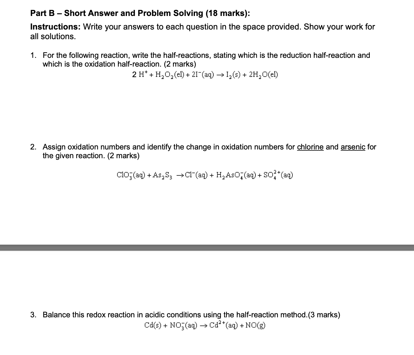 Solved Part B - ﻿Short Answer and Problem Solving (18 | Chegg.com