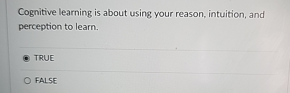 Solved Cognitive learning is about using your reason, | Chegg.com