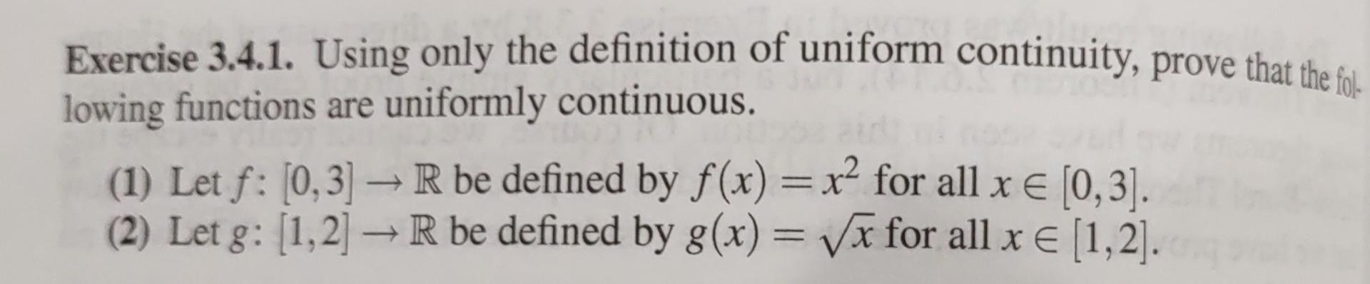 Solved Exercise 3.4.1. Using only the definition of uniform | Chegg.com