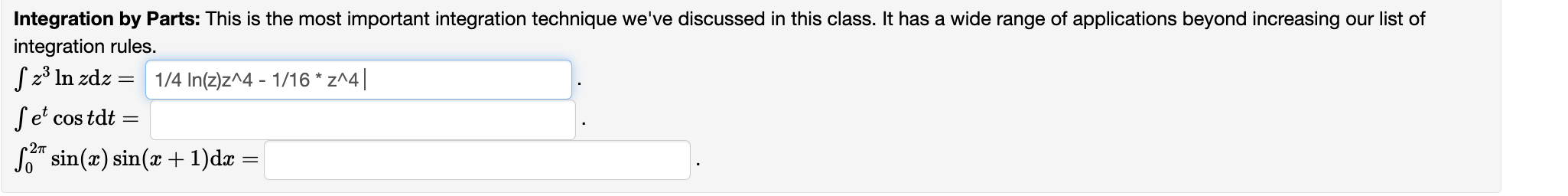 Solved Integration by Parts: This is the most important | Chegg.com