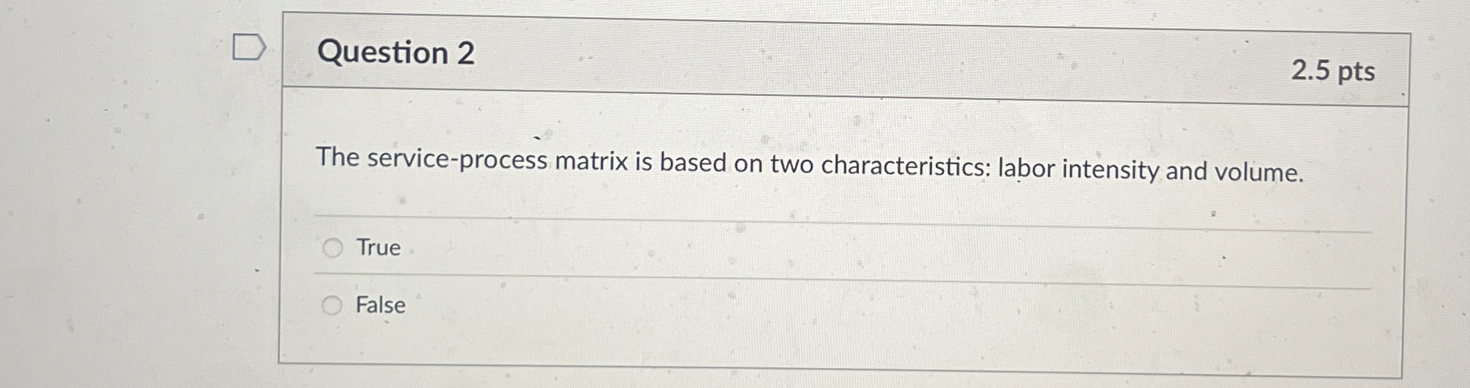 Solved Question 22.5 ﻿ptsThe service-process matrix is based | Chegg.com