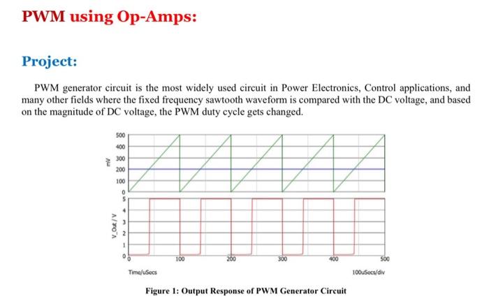 Solved PWM using Op-Amps: Project: PWM generator circuit is | Chegg.com