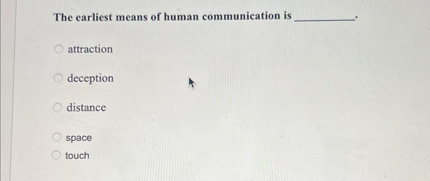 Solved The earliest means of human communication | Chegg.com