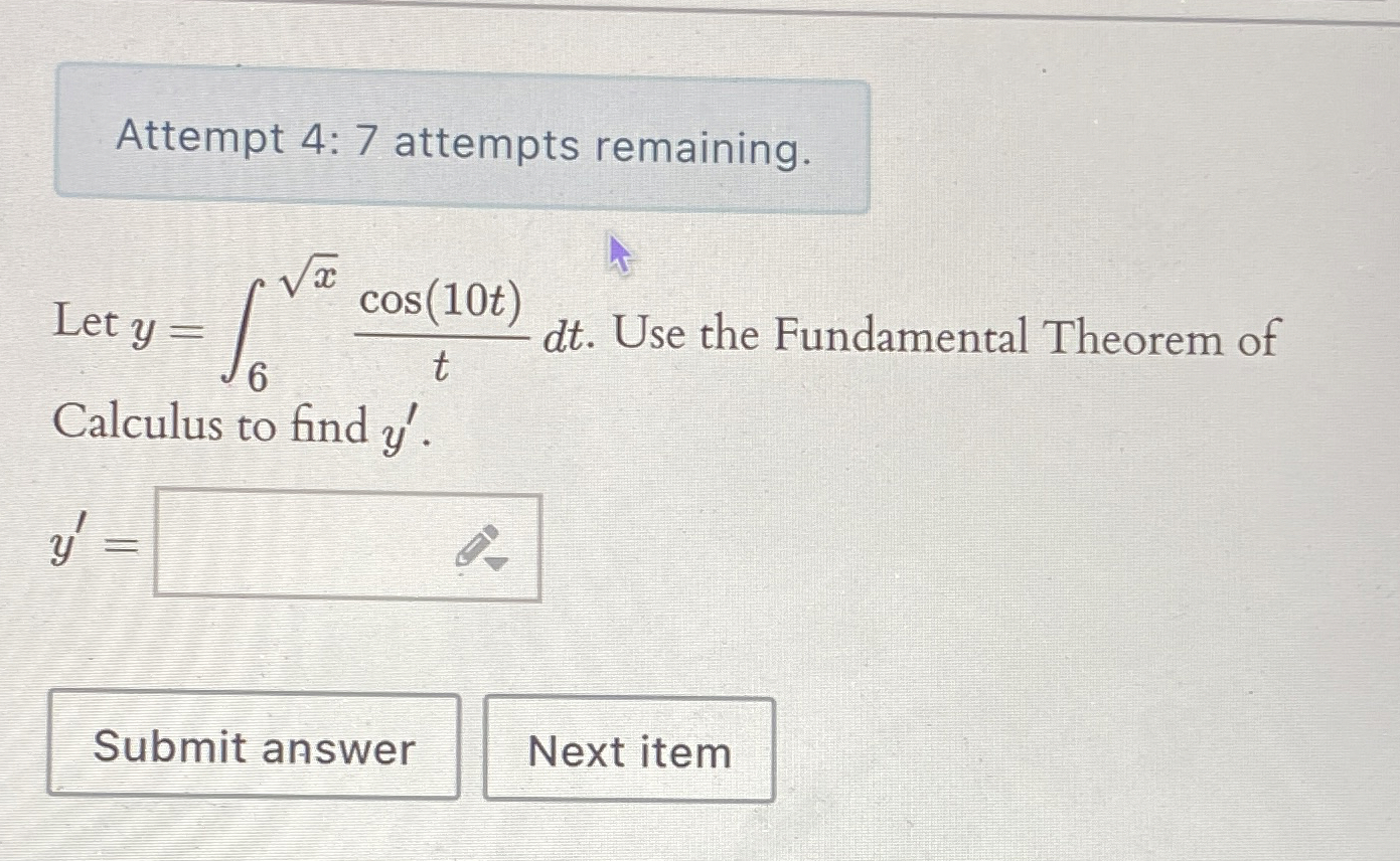 Solved Attempt 4: 7 ﻿attempts remaining.Let | Chegg.com