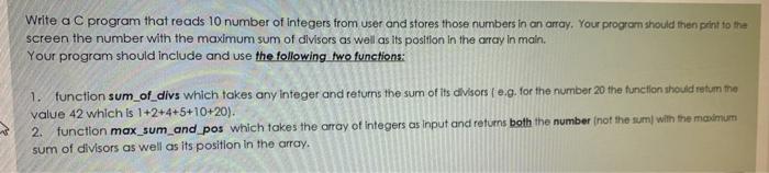 Solved Write a C program that reads 10 number of integers | Chegg.com