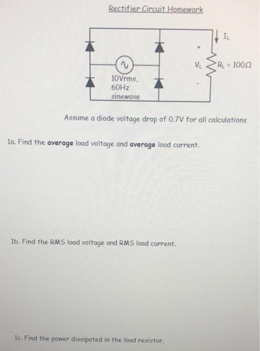 Solved Rectifier Circuit Homework Assume a diode voltage | Chegg.com
