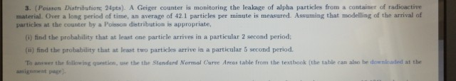 Solved 3. (Poisson Distribution 24pts). A Geiger counter is | Chegg.com