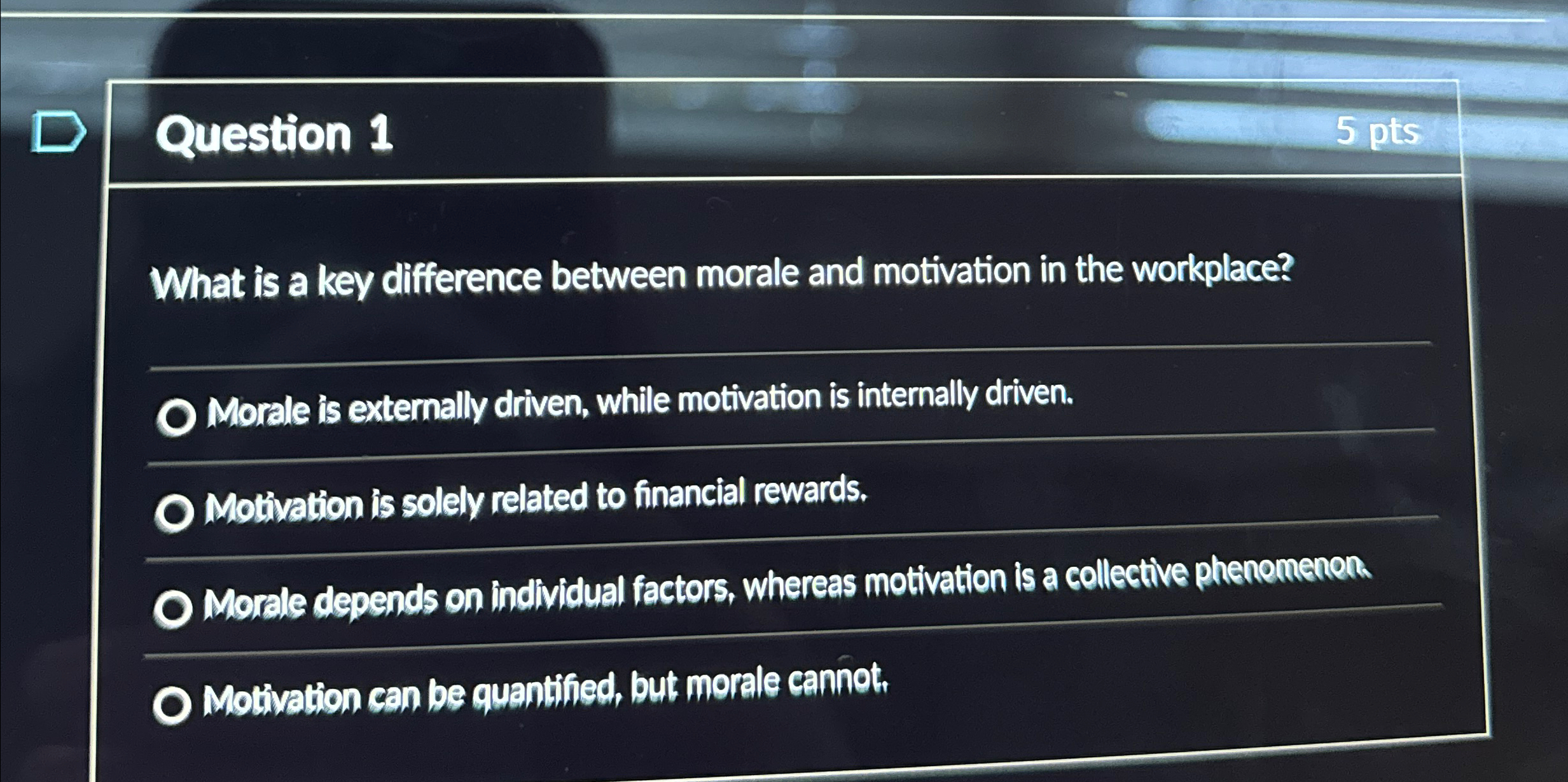 Solved Question 15ptsWhat is a key difference between morale | Chegg.com