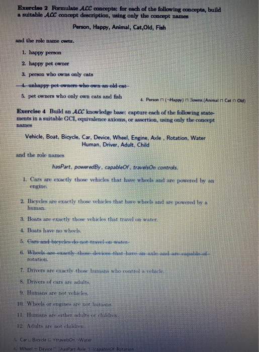 Solved Exercise 2 Formulate ALC concepts: for each of the | Chegg.com