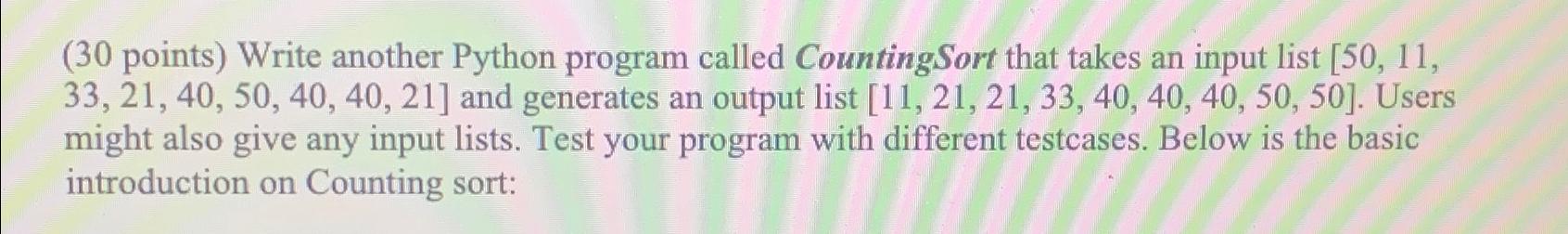 Solved (30 ﻿points) ﻿Write another Python program called | Chegg.com