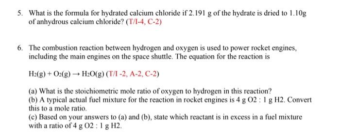 Solved 5. What is the formula for hydrated calcium chloride | Chegg.com