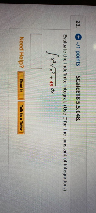 Solved 23. # -/1 points SCalcET8 5.5.048. Evaluate the | Chegg.com