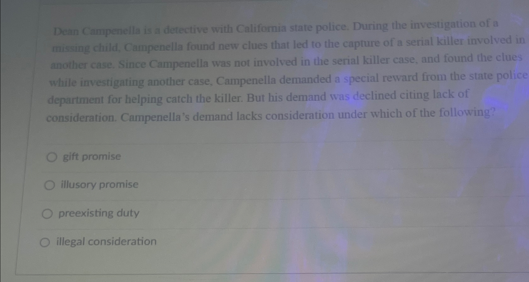 Solved Dean Campenella is a detective with California state | Chegg.com