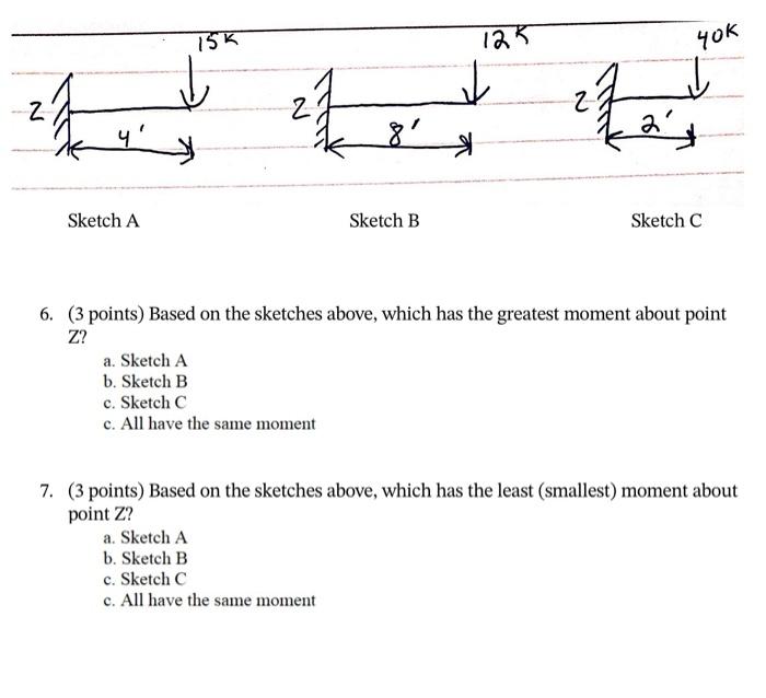 Solved 6. (3 points) Based on the sketches above, which has | Chegg.com