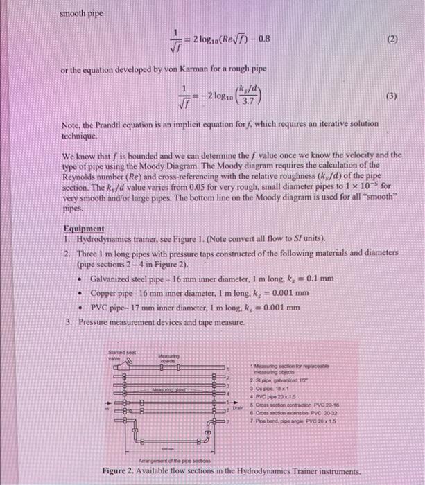Solved Laboratory 6 - Pipe Friction Worksheet Calculations | Chegg.com