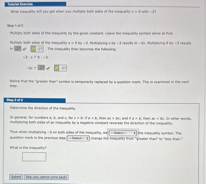 Solved What inequality will you get when you multiply both | Chegg.com