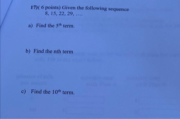 Solved 17)( 6 points) Given the following sequence | Chegg.com