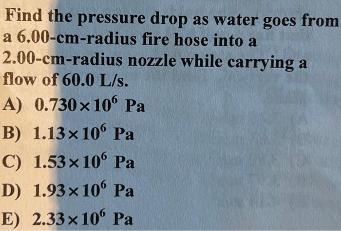 Solved Find the pressure drop as water goes from a | Chegg.com